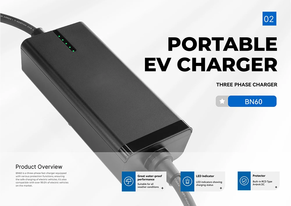 3phase 11kw Portable EV Charger - Fast & Reliable Charging