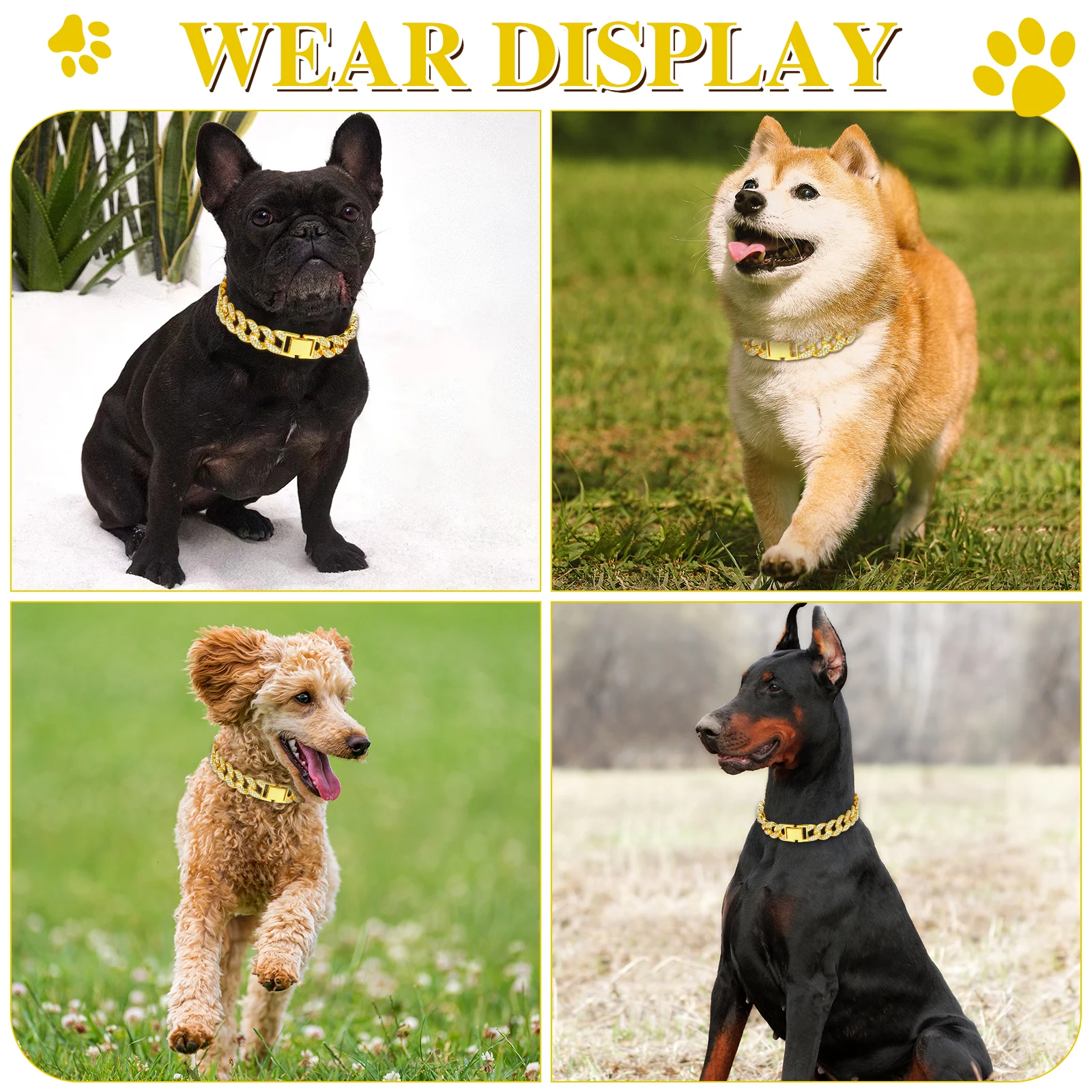 15MM Luxury Gold Dog Chain Collar - Bling Jewelry for Dogs