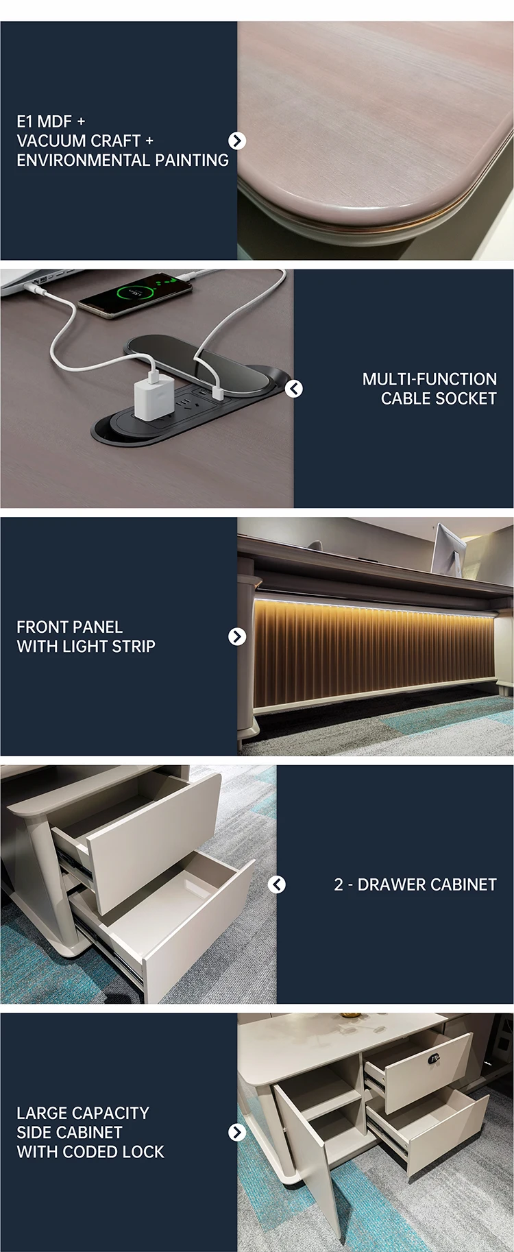 Simple Modern MDF Wood Computer Desks Home Writing Employer Boss COE ...