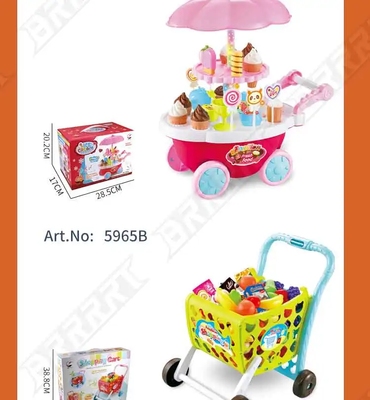 Trolley Play Set Creativity Imagination Supermarket Shopping Cart Set ...