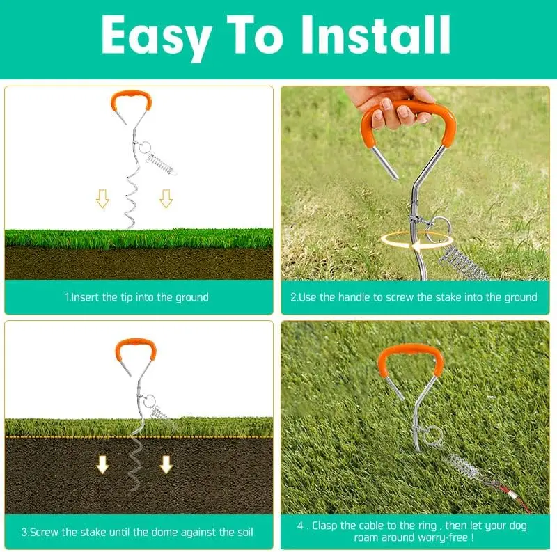 Spiral Ground Heavy Duty Dog Tie Out Stake Swing Attach To Tie Out ...