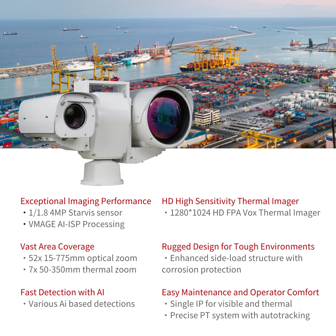 Outdoor 4MP 52x ZOOM Long Range Bispectral LWIR 1280 HD Thermal ...