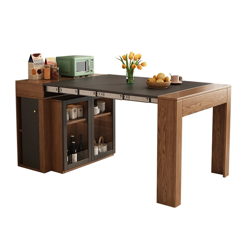 Modern Dining Table Multifunctional Retractable Table Folding Wooden ...