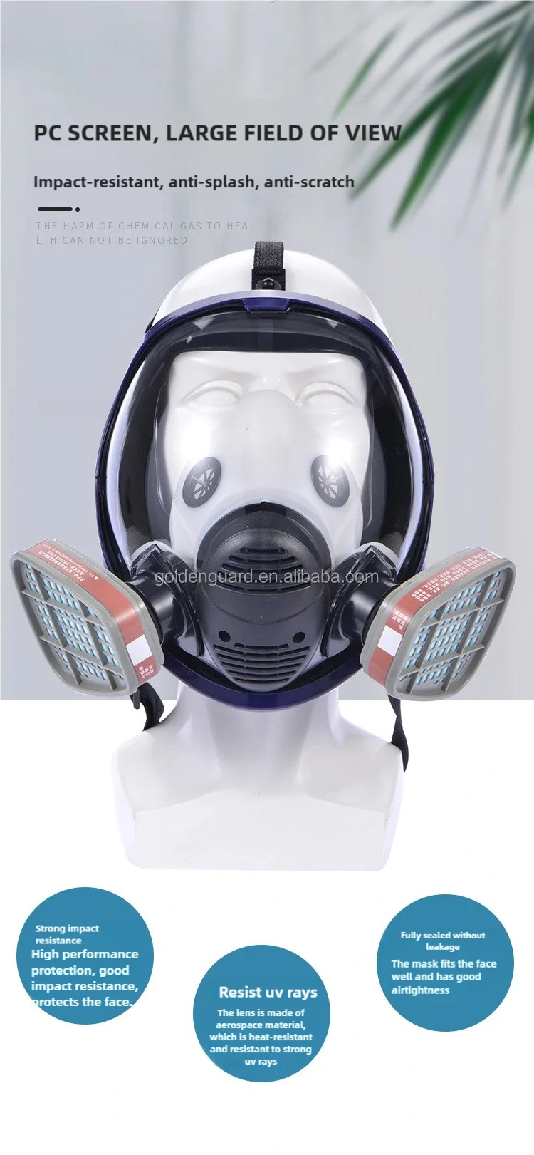 CGLX Spherical Silicone Full Face Respirator Mask for Painting Chemical ...