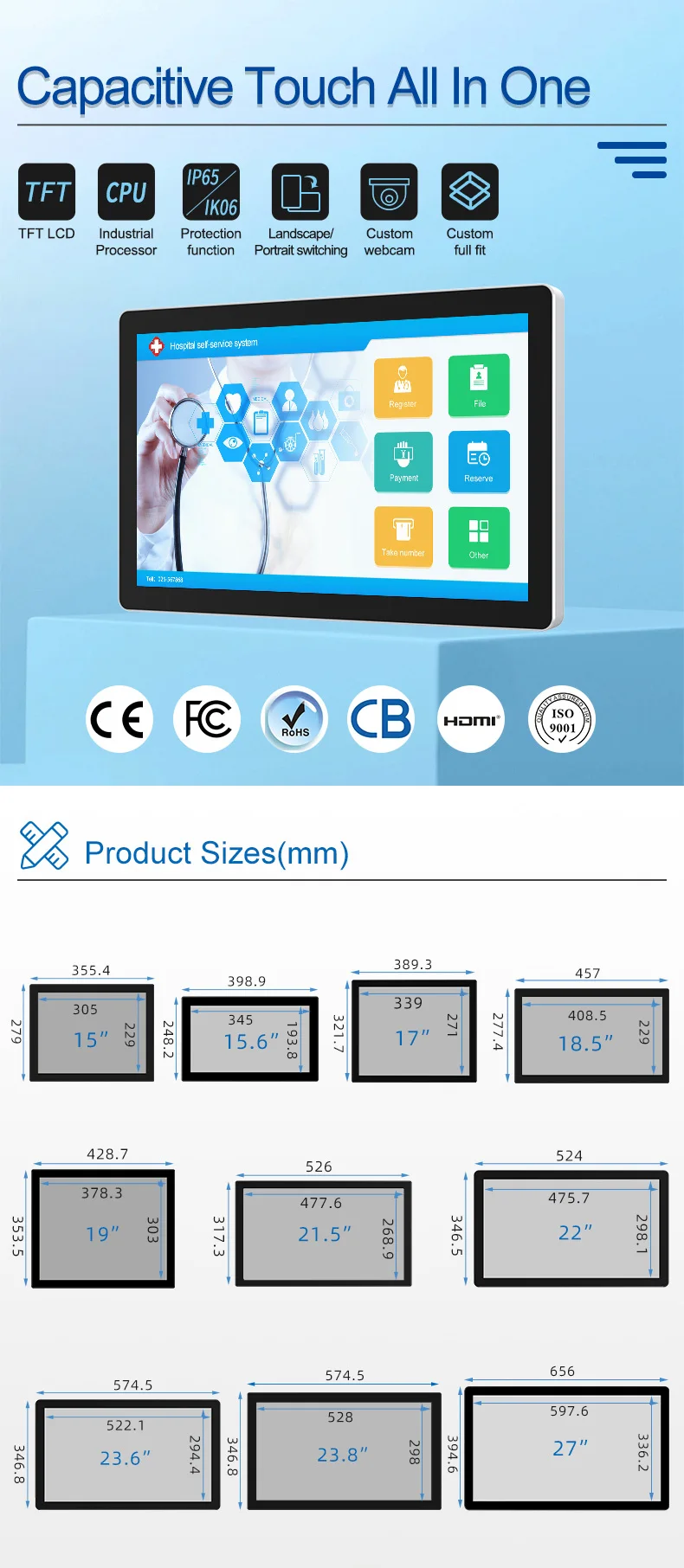 Green Touch 15 Inch Ip65 Open Frame Android Computer Industrial Touch Screen All In One Pc ...