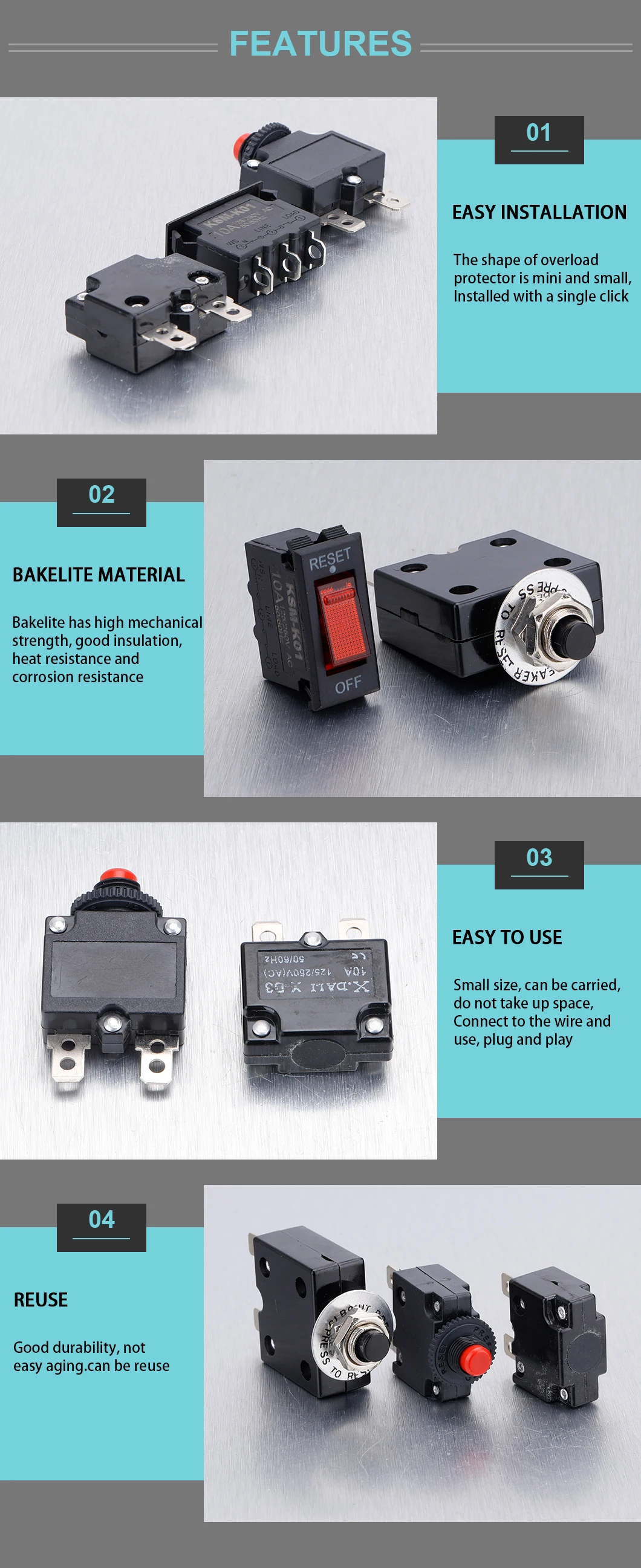 Bakelite Silver Point 10a 15a Overload Protector For Circuit Breakers ...
