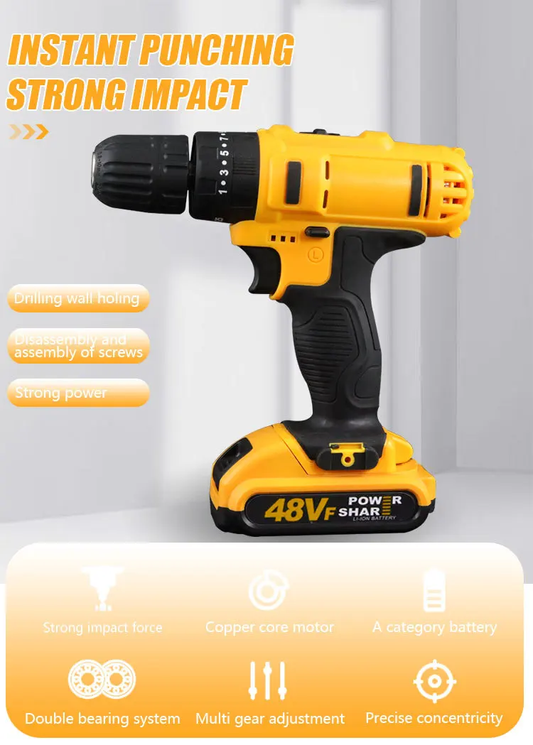 Rechargeable Brushless Bor Cordless Impact Drill Industrial Electric ...