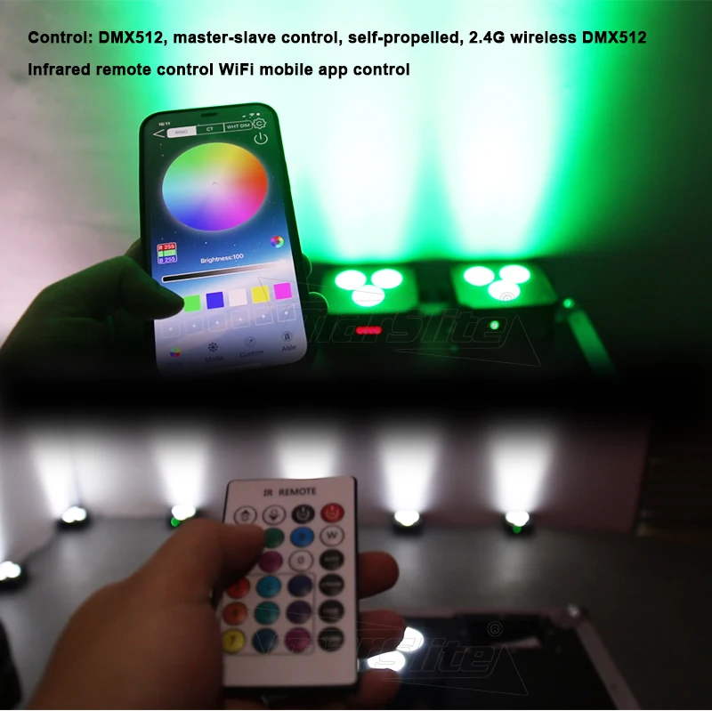 Marslite Uplights Battery Wireless 3*18W RGBWA+UV for Weddings