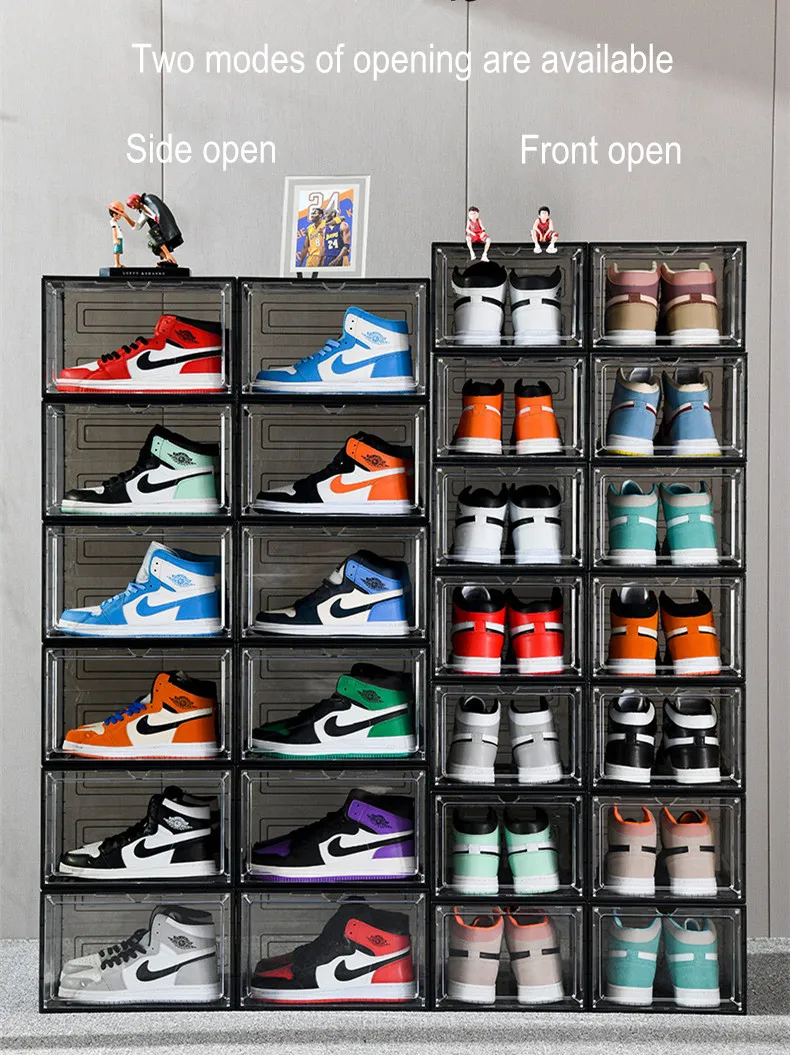 Sneaker Display Box Magnet Clear Door Acrylic Shoe Storage Box Plastic ...