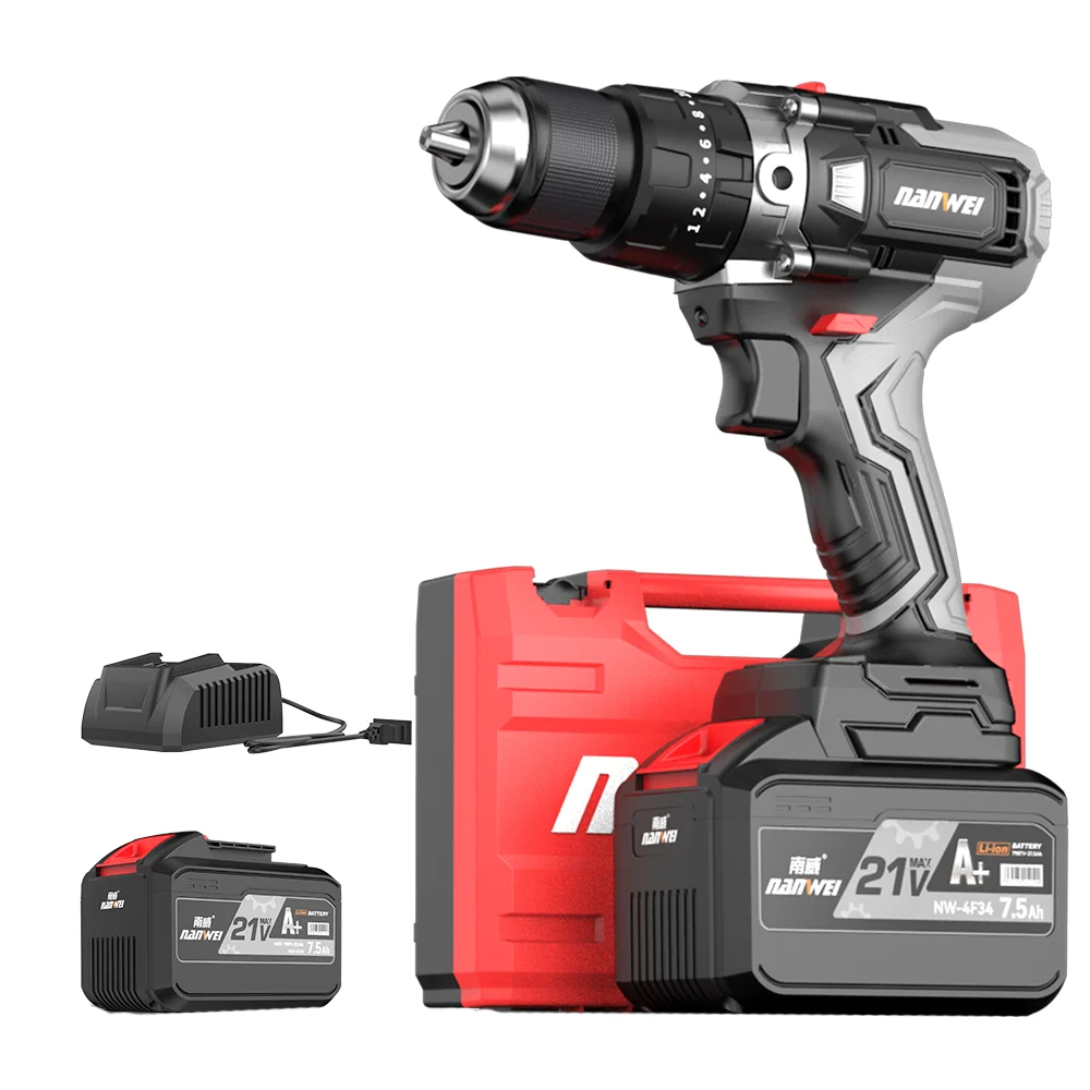 NANWEI 13mm Cordless Drill with 7.5 AH Li Ion Battery Industrial ...