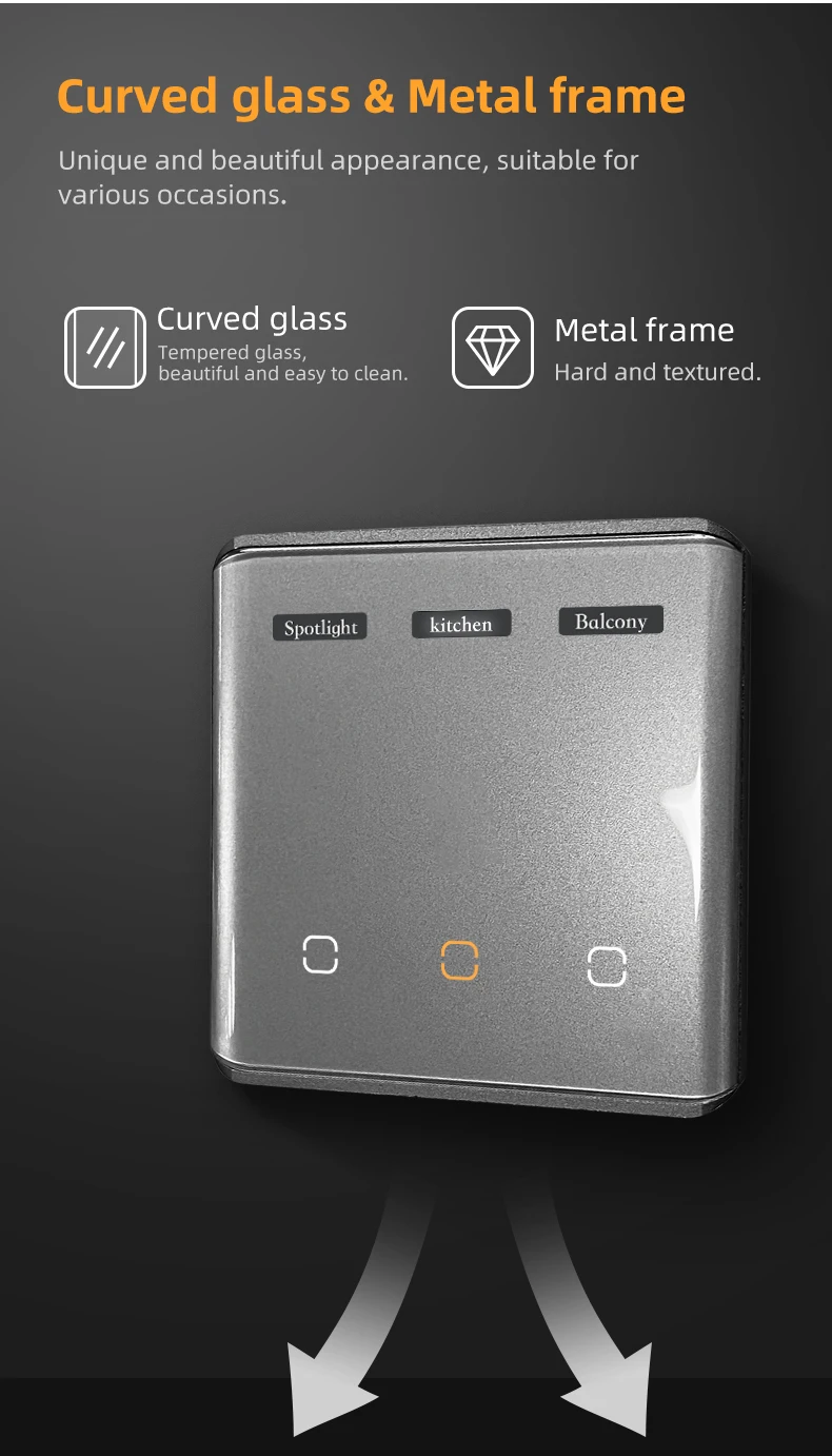 Glass Panel LED Screen Switch DIY Name WiFi Smart Light Switch 1 2 3 ...