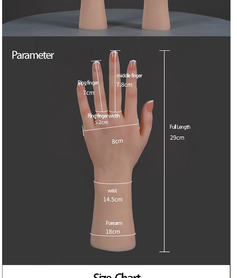 Realistic Silicone Hands - Practice Model for Nail Training