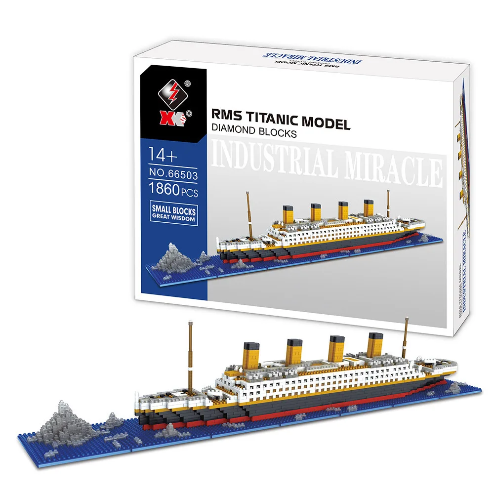 3D Titanic Model Ship Micro Diamond Plastic Bricks DIY Toys Mini Bricks ...