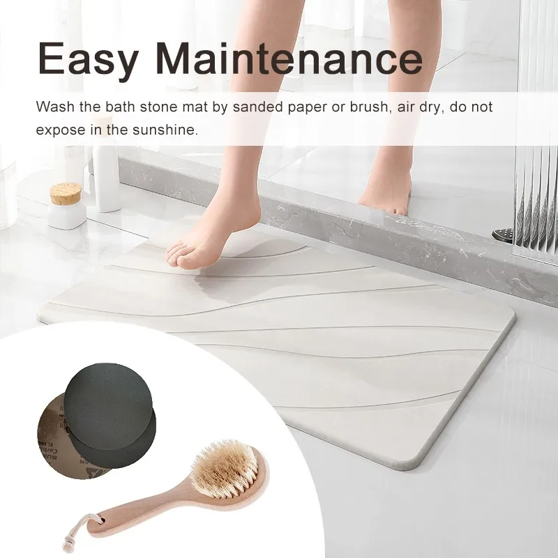 Diatomaceous Earth Bath Mat Diatomite Stone Bath Mat Fast Water Drying ...