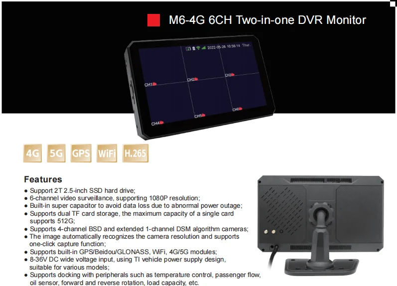 4G HDD BSD DSM DVR Monitor - Visionmaster M6-4GW