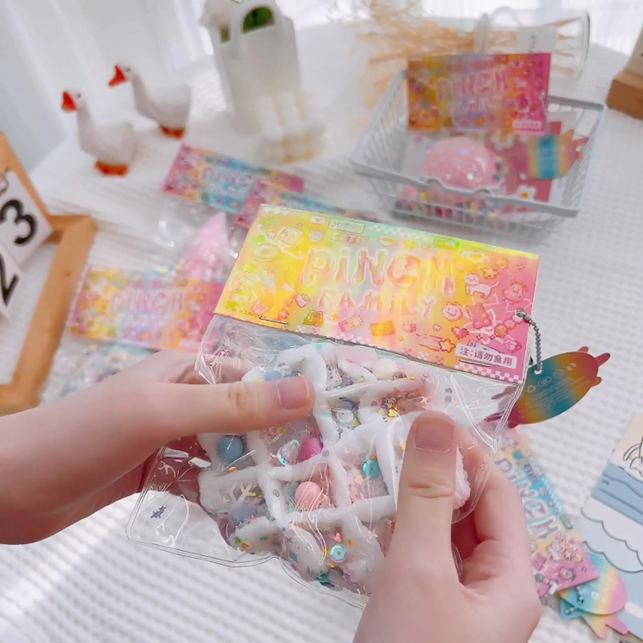 NEW 2024 Fidget Toy Mini Squeeze Toys Kawaii Plush Gloves Stress Relief ...