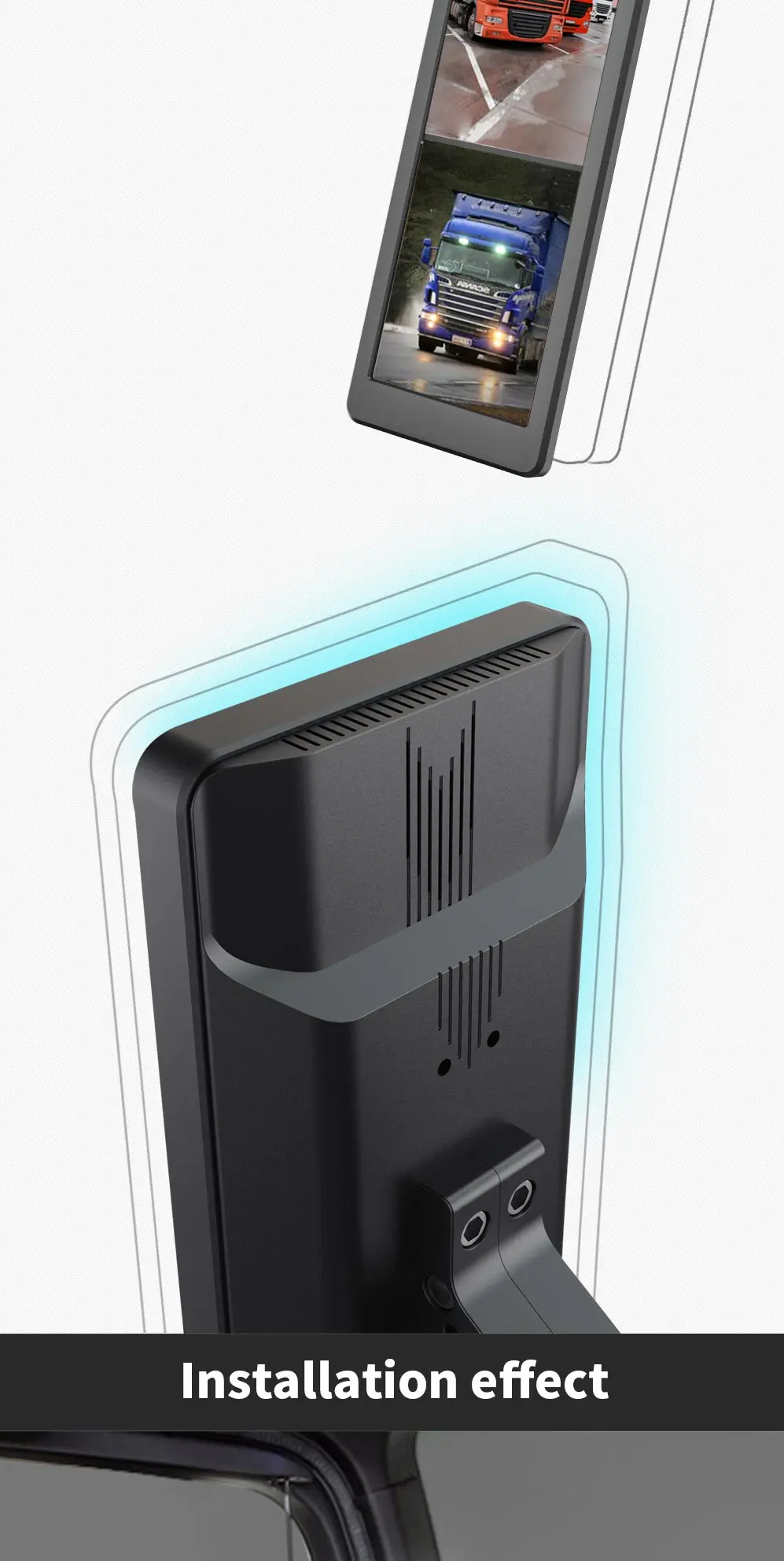 Vertical Split 15.88 Inch Side View Electric Mirror 1080P DVR Recorder ...