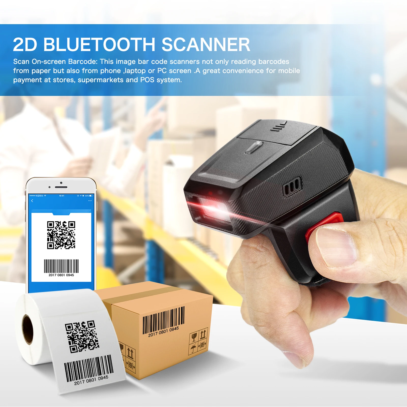 NETUM Wrist Mounted Barcode Scanner Glove for Inventory Management ...
