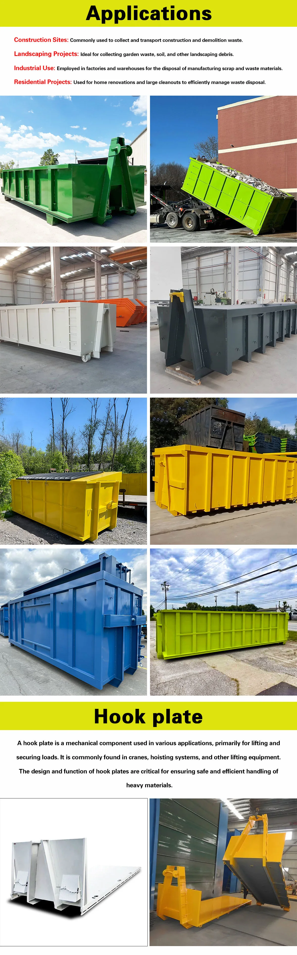 Construction Waste Garbage Bin Container Hook Lift Container Recycling ...