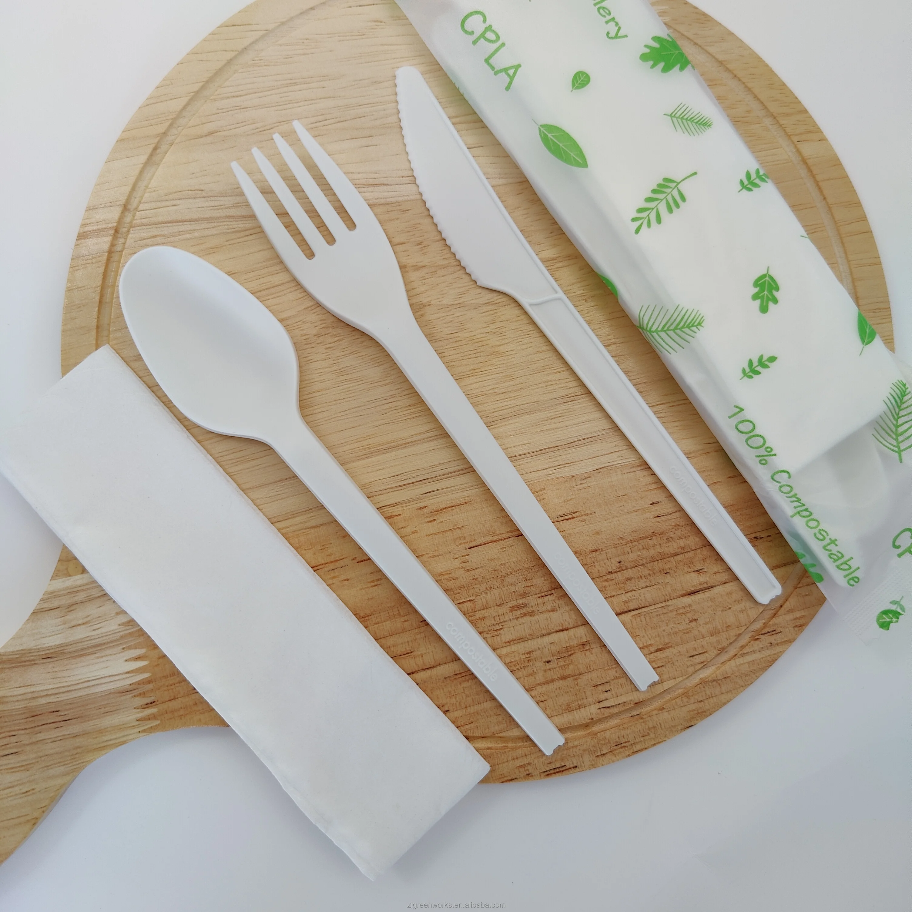 Greenworks Compostable Pla Plastic Utensils Kit Set With Napkin,Fork ...