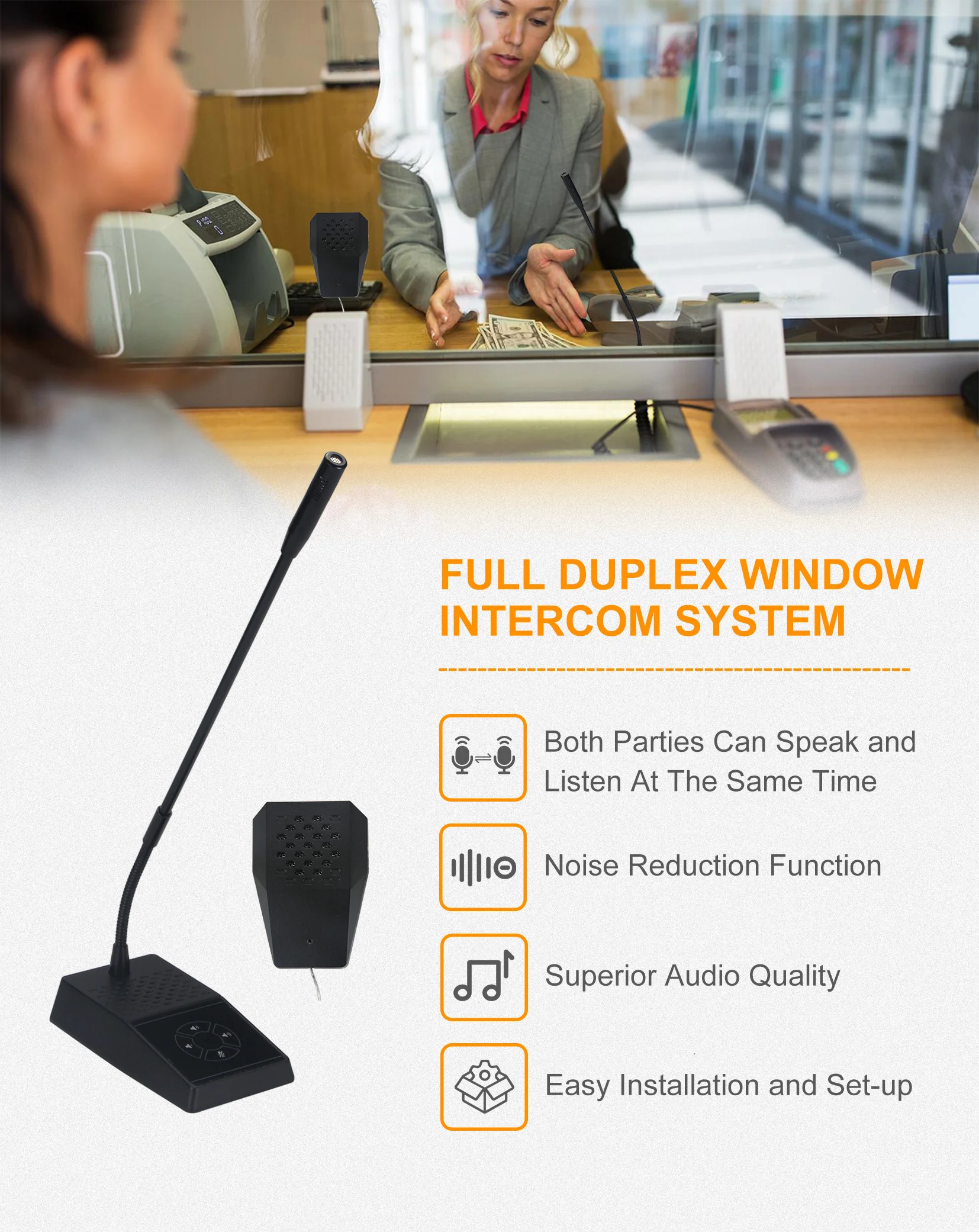 Bank Hospital Counter Intercom Talk Through Glass Full-duplex Window ...