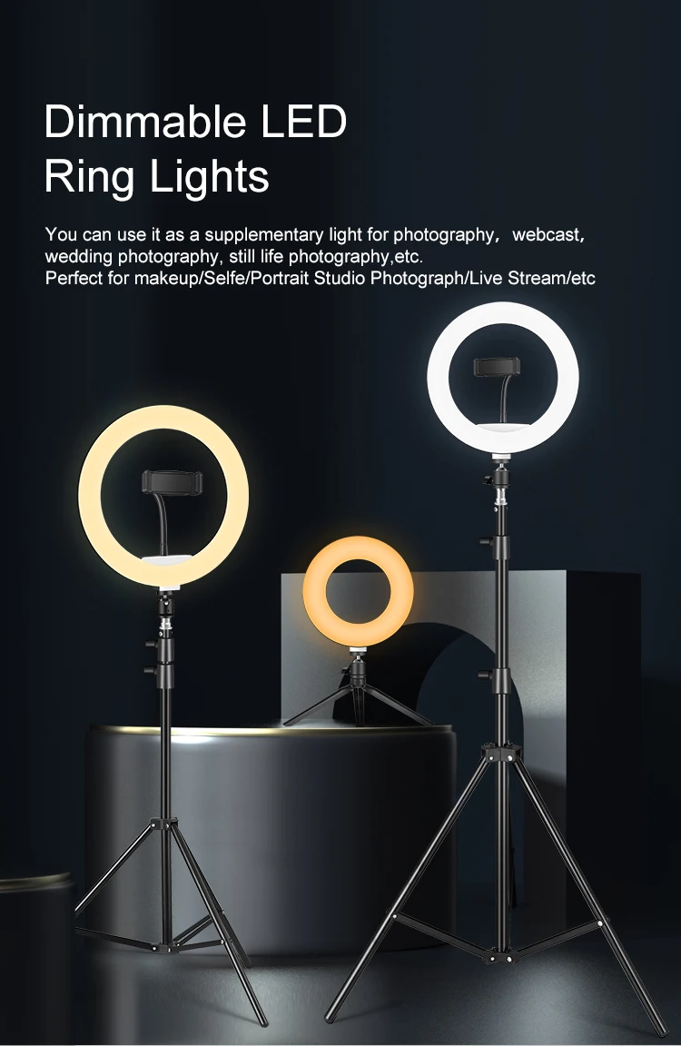 6inch, 8inch, 10inch, 12inch LED Ring Light - Adjustable & Bright