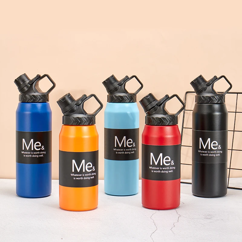 2023 New Two Finger Portable Water Bottle Double Wall Oem Vacuum Water ...