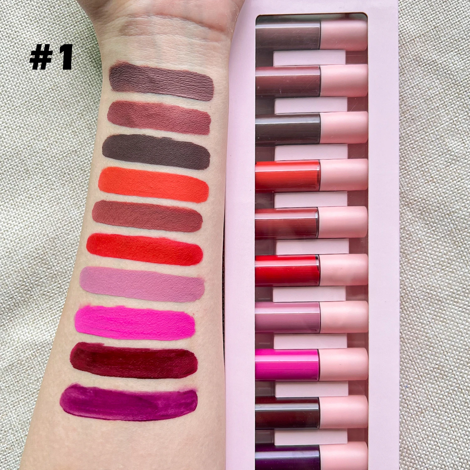 10pcs Mini Lip Gloss Set Long Wearing High Shine Lip Gloss Kit Waterproof Nude Matte Lipstick