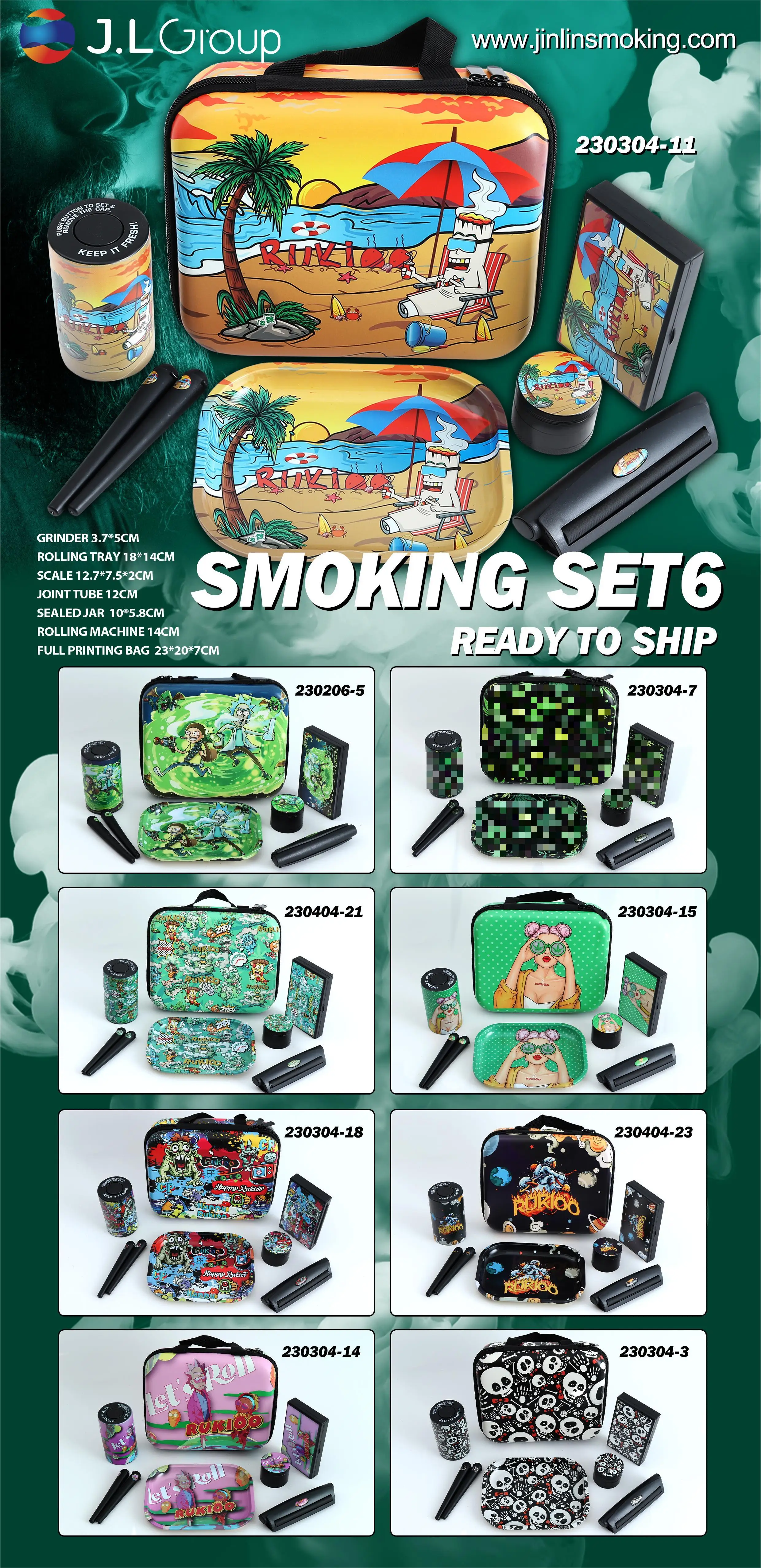 Custom Logo Travel 6 in 1 Smoking Kit With Rolling Machine Grinder Tube ...