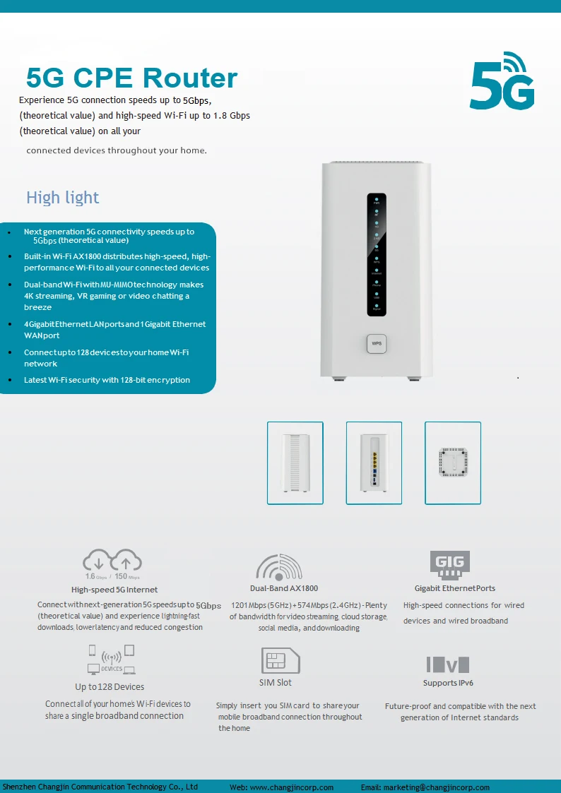 5G Mobile Wifi Router Chipset T750+ MT7915AN/B(2PCS)+