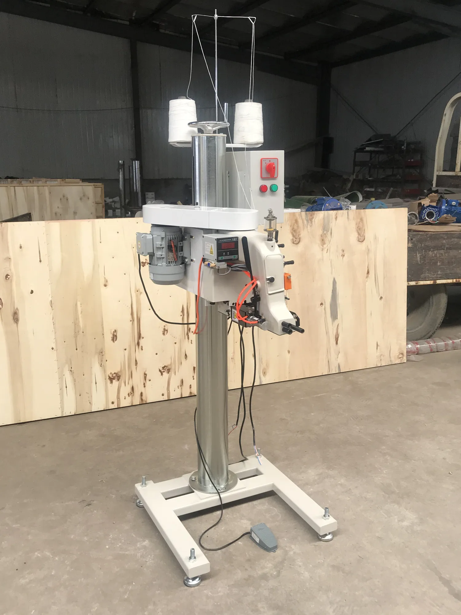 Lfs Belt Conveyor +chrome Round Pillar+ Gk35-6a Bag Sewing Machine ...