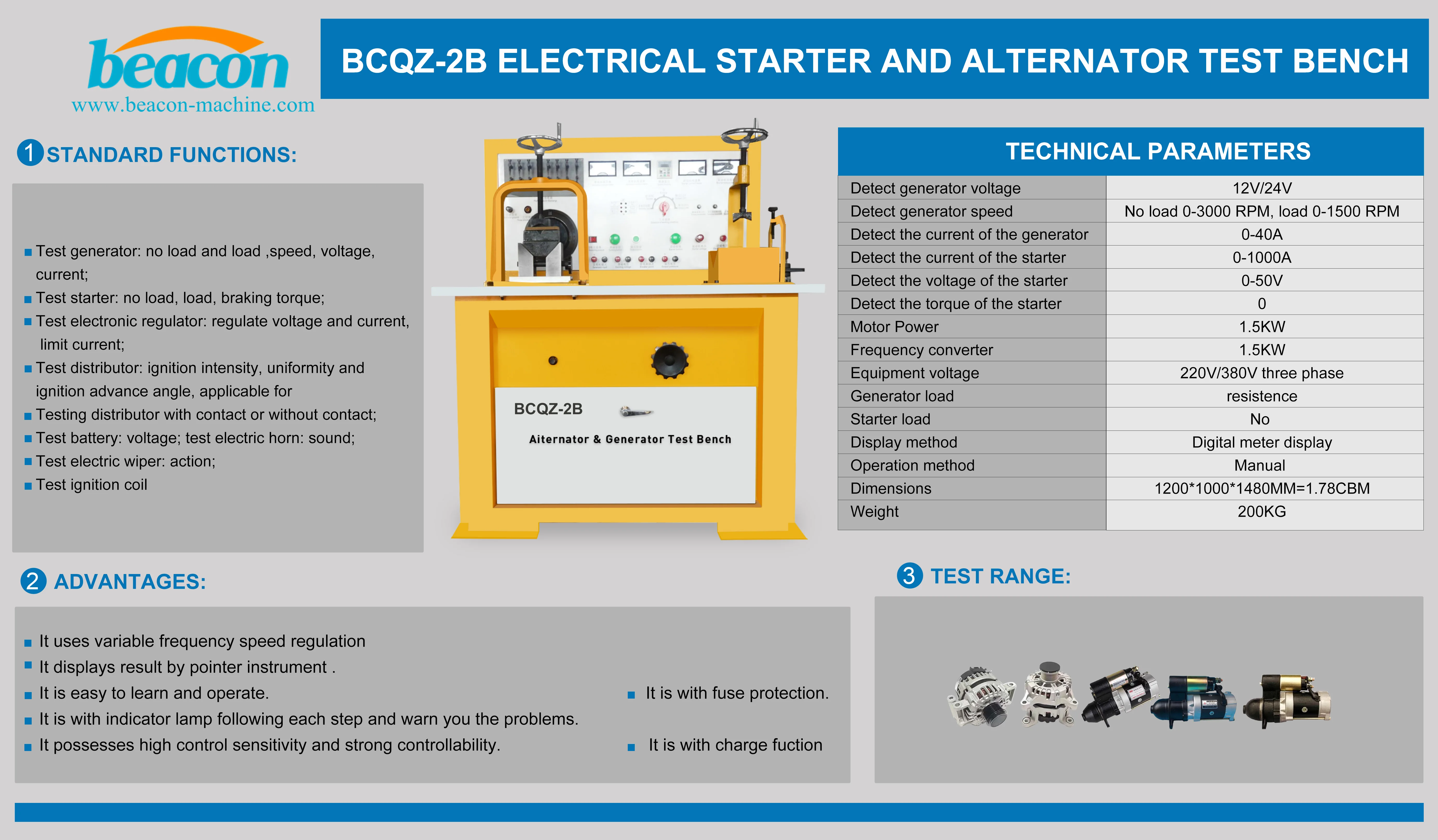 Starter Alternator Testing Machine BCQZ-2B - Reliable and Efficient