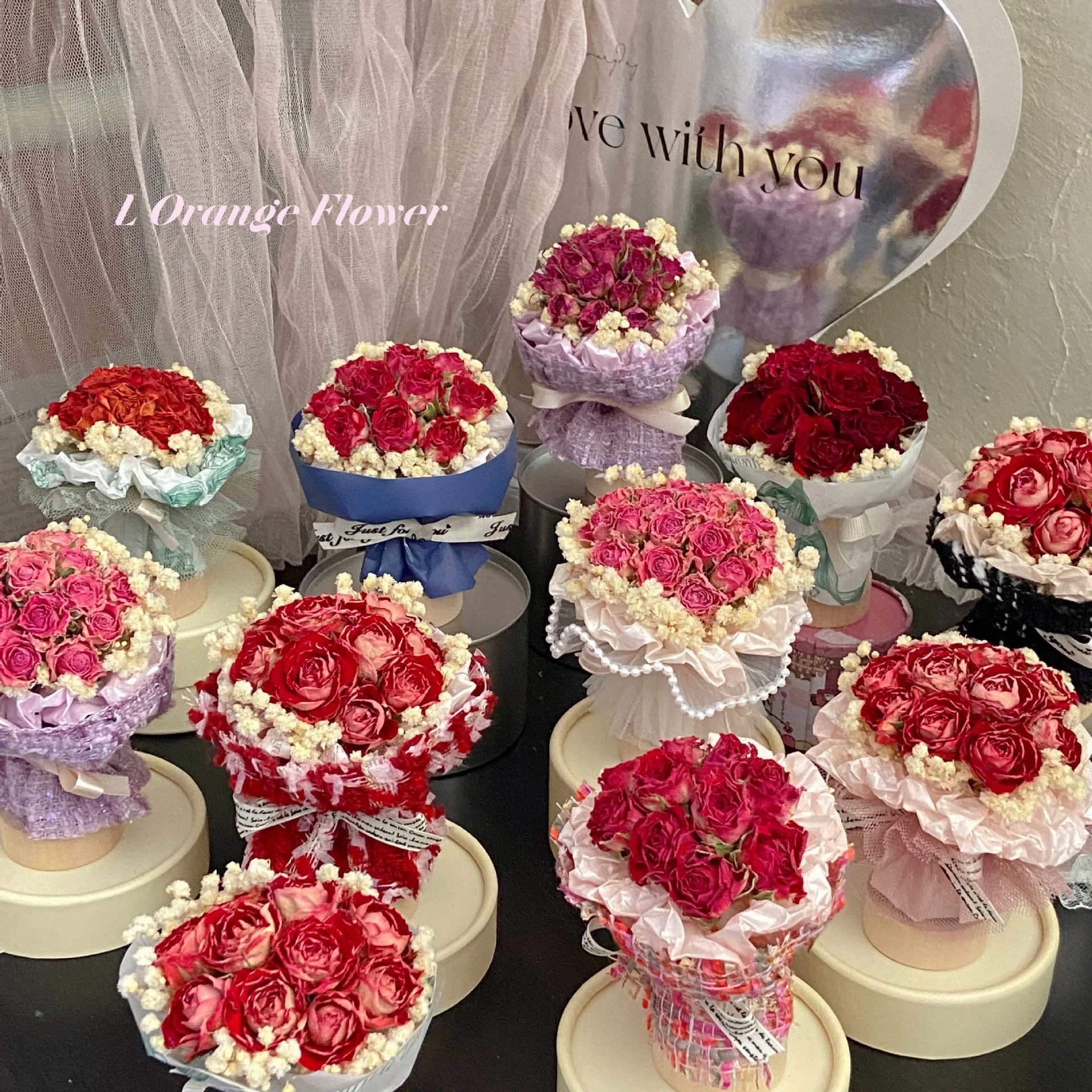 Novelty Gift Mini Dried Flowers Preserved Roses Diy Bouquet For Wedding ...