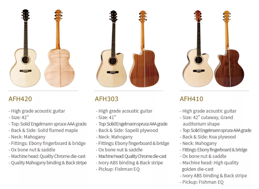 42 Inch Jumbo Guitar - All Solid Acoustic (AFH420)