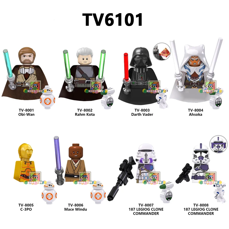 Famous Movie Space Wars Sw Model Block Toy C-3po Ahsoka Mace Windu ...