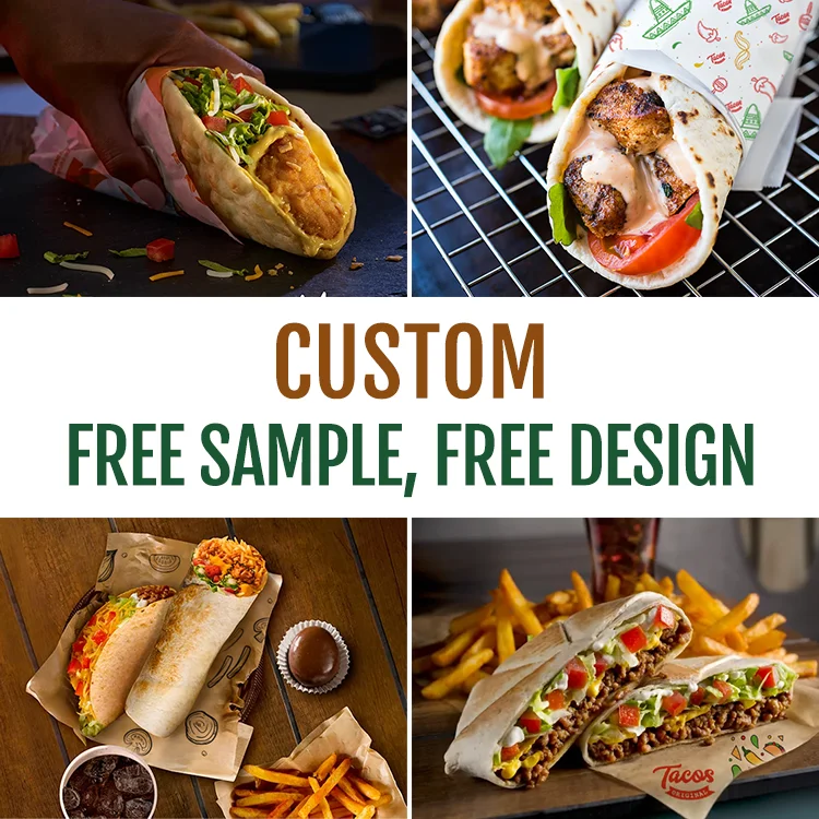 Custom Printed Wrapping Deli Paper Shawarma Food Grade Wax Burger ...
