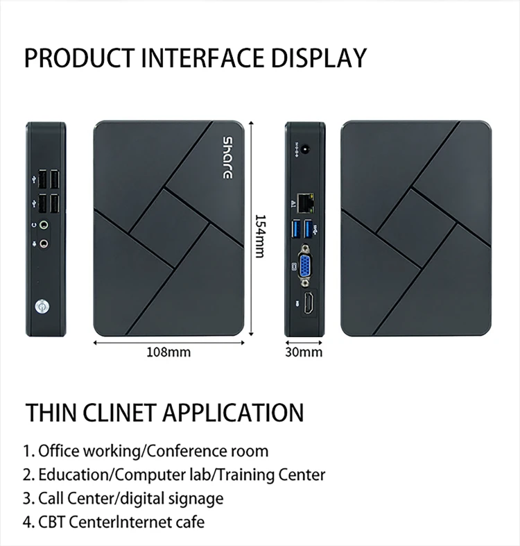 Sharerdp Custom Fl900n RK3568 A55 2.0ghz 2 Lan Cloud Computing PC