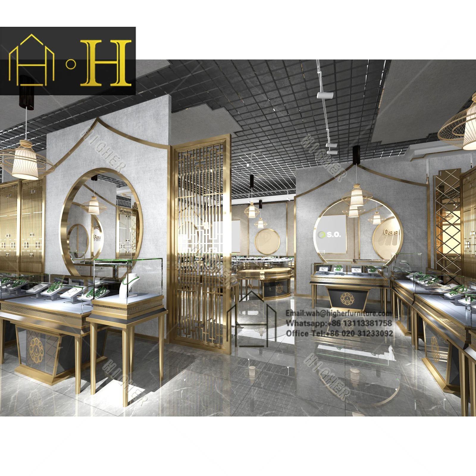 Luxury Jewelry Glass Display showcase Jewellery Cabinet Interior Store ...