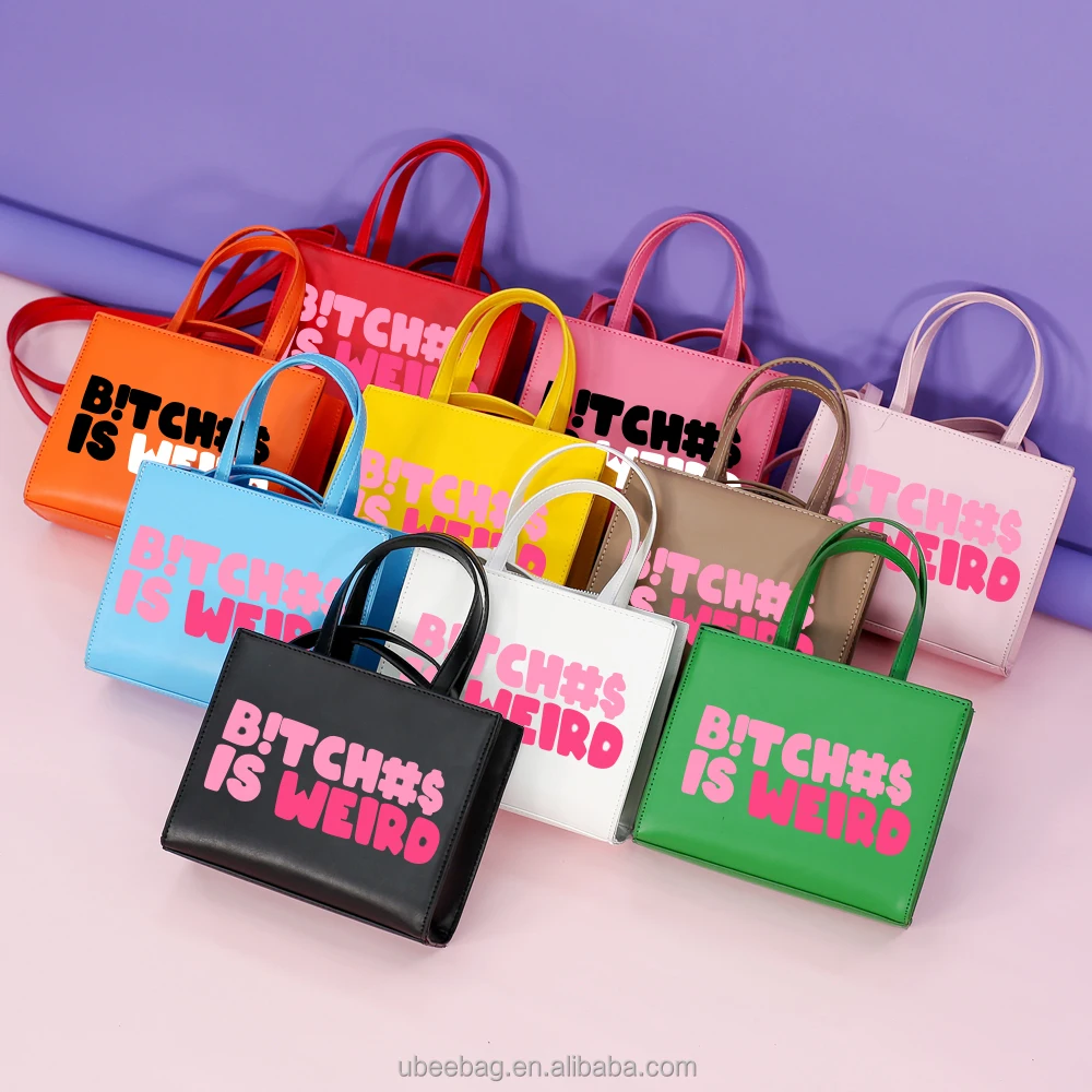 Peeqi Designer Custom B!tch Is Weird Bags Mini Leather Handbags Tote ...