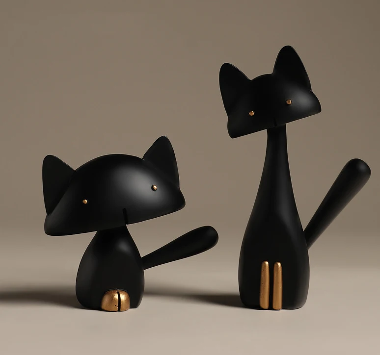 Cute Figurines Miniature Cartoon Animal Cat Resin Ornament Micro ...