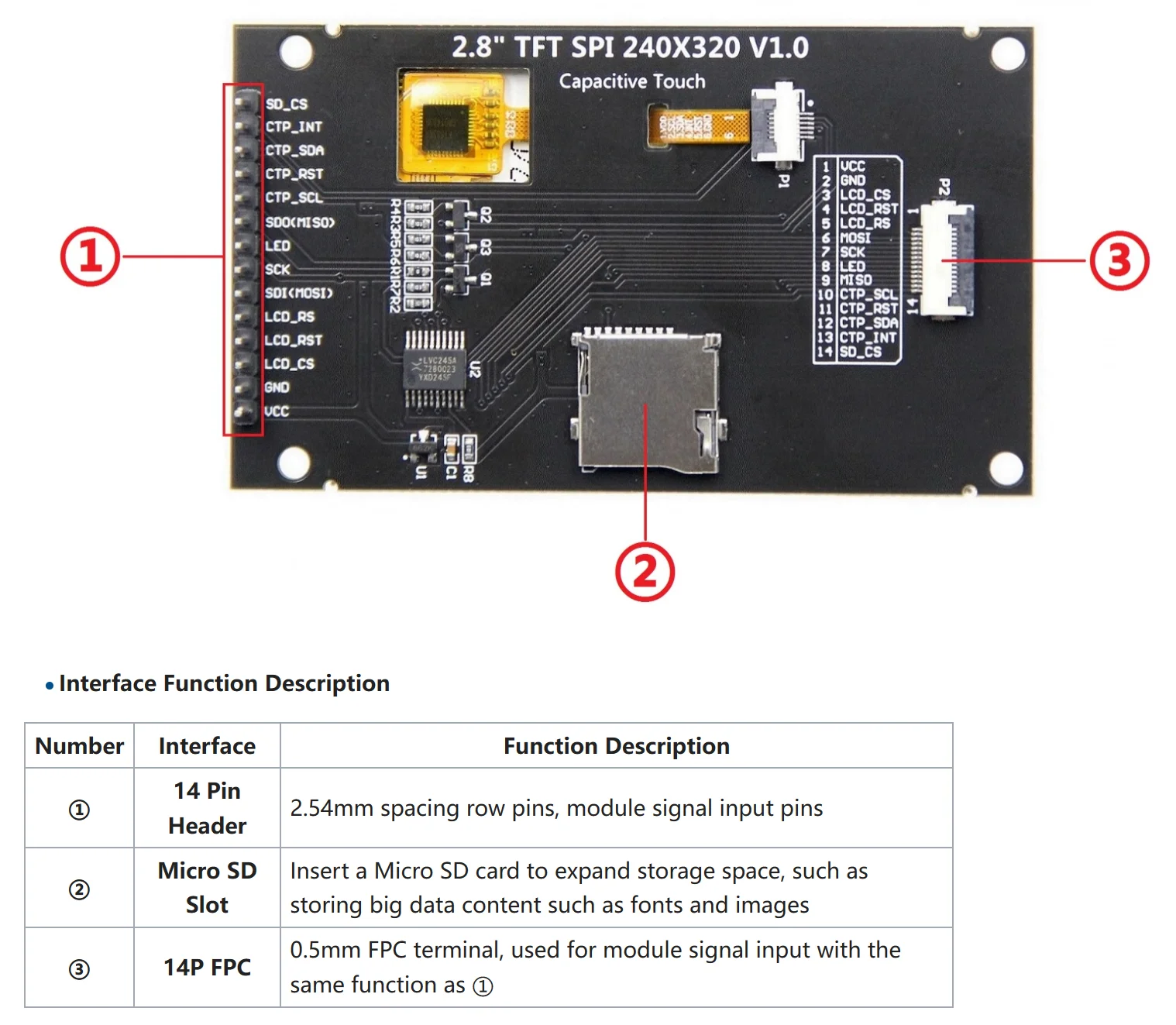 2.8inch Spi Lcd Module Ips With Capacitive Touch For Arduino And Stm32 ...