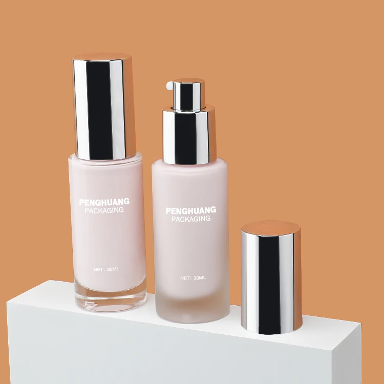 Luxury Skincare Packaging - Round Glass Foundation Bottle