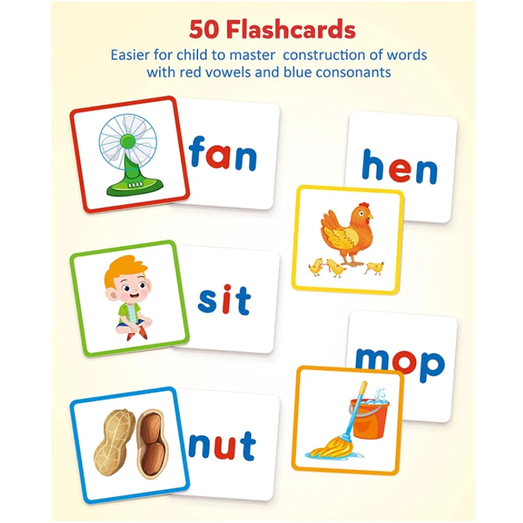 Wooden Reading Block Vowel Letter Shortting Spelling Game