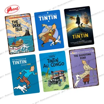 Shabby Chic Tintin And Milou Metal Plaque Work Shop Garage Man Cave ...
