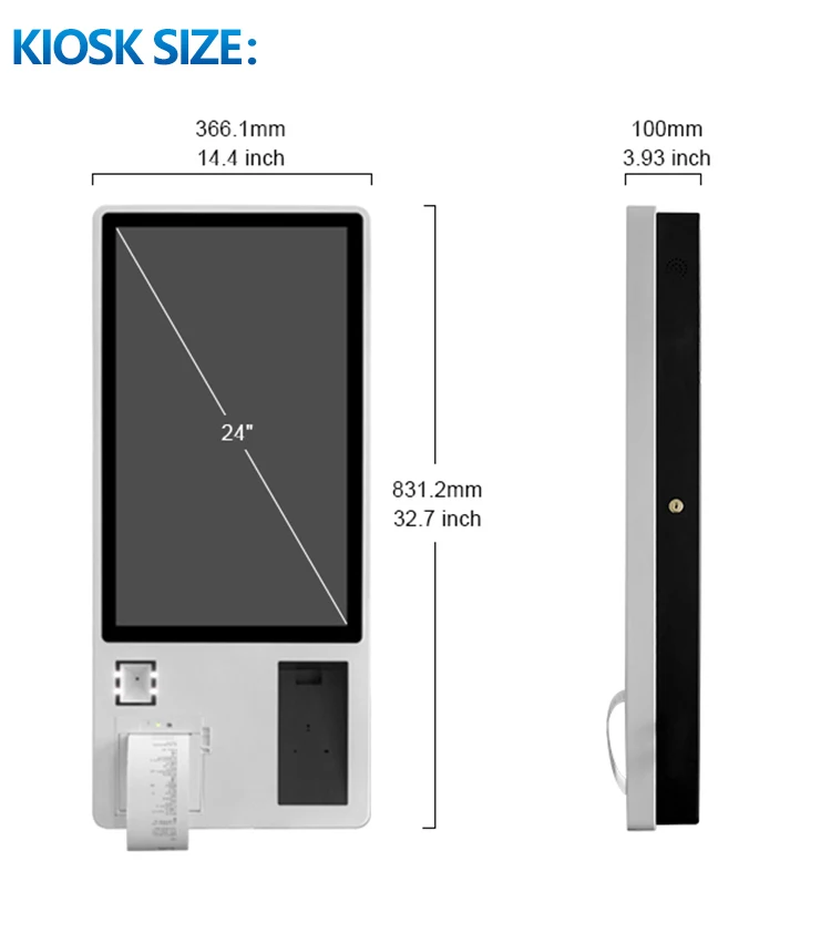 24 Inch Android Pay Atm Bill Touch Screen Restaurant Ordering Machine ...