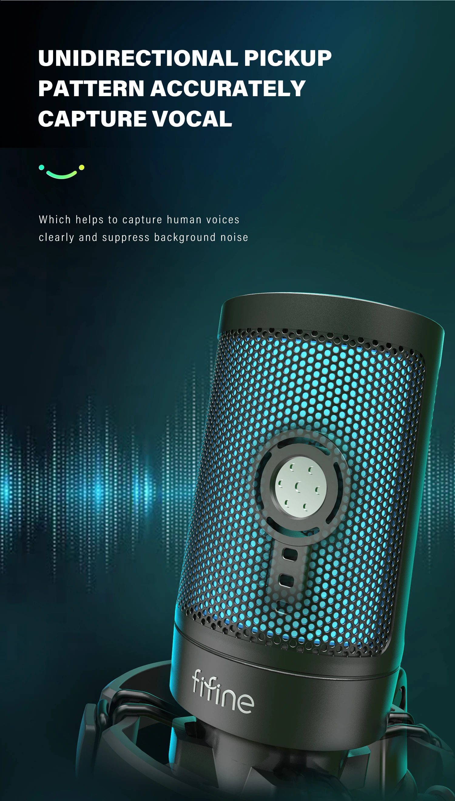 Fifine A2 Condenser Gaming Microphone - RGB Streaming Mic