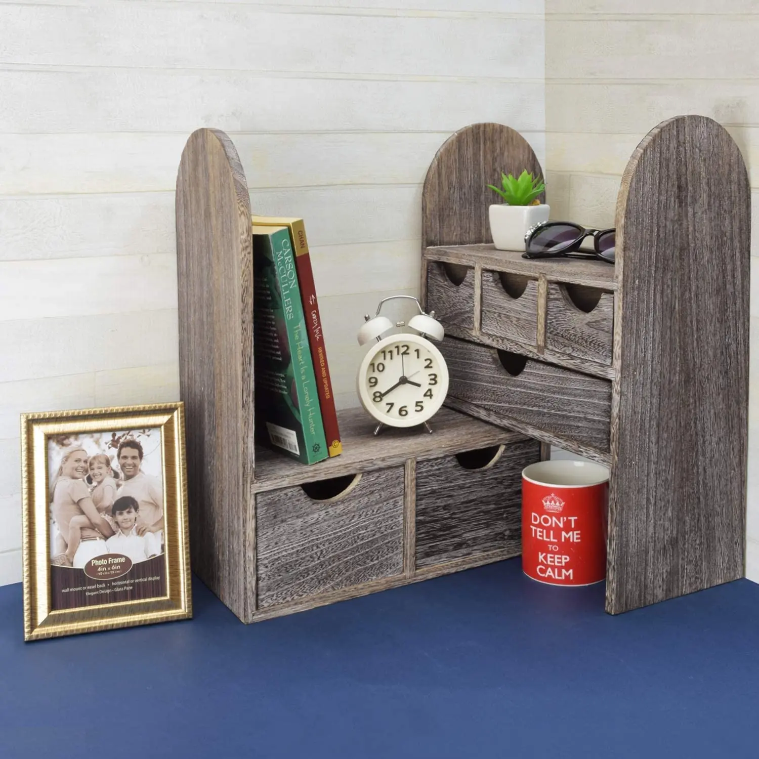 Large Expandable Wooden Desktop Storage Rack Fixed Compartment Shelf ...