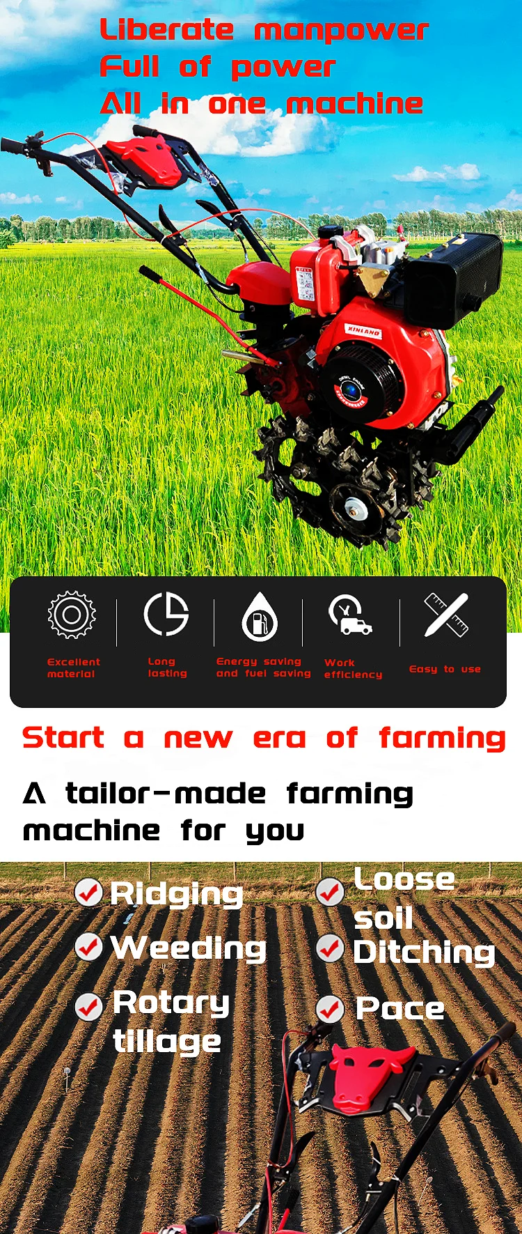 Mini Land Cultivation Machine - High Productivity Tiller