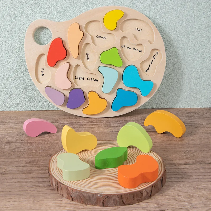 Wooden Puzzle Board Color Matching Early Educational Jigsaw Puzzle ...
