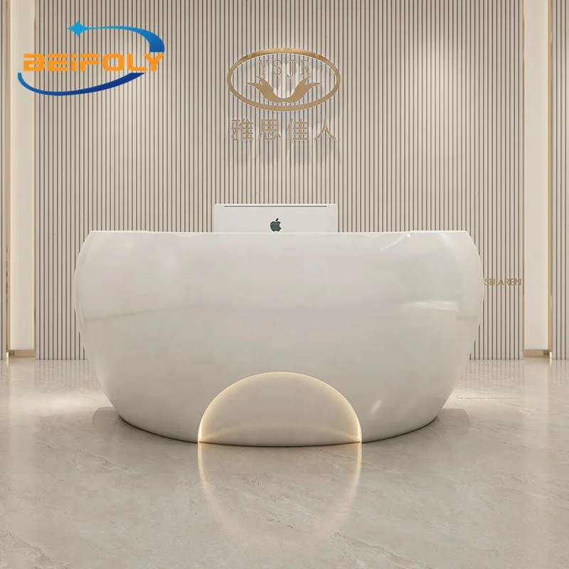 Standard Size Customized White Reception Desk Retail Counter Desk ...